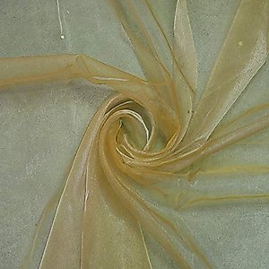 VDS Champagne Organza Fabric, 5 Yards Continuous, 45” Wide, Wedding Party Decoration Iridescent Crystal Sheer Shiny Organza Tulle Bridal Dress DIY Crafts Costume Sewing Backdrop Arch Cloth