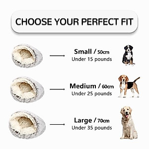 Arquiel Cat Bed Round, Hooded Cat Bed Cave Fluffy Dog Beds, Cozy Donut Anti Anxiety Dog Bed for Small Dog and Cat, Gifts for Cat Lovers(20×20inch, Grey)