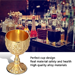 Mini Gold Goblet 2Pcs, 30ml Vintage Metal Shot Glasses Tiny Embossed Wine Cup Tiny Gold Chalice Goblet Embossed Wine Liqueur Cup Shot Glass for Bar, Home(Gold)