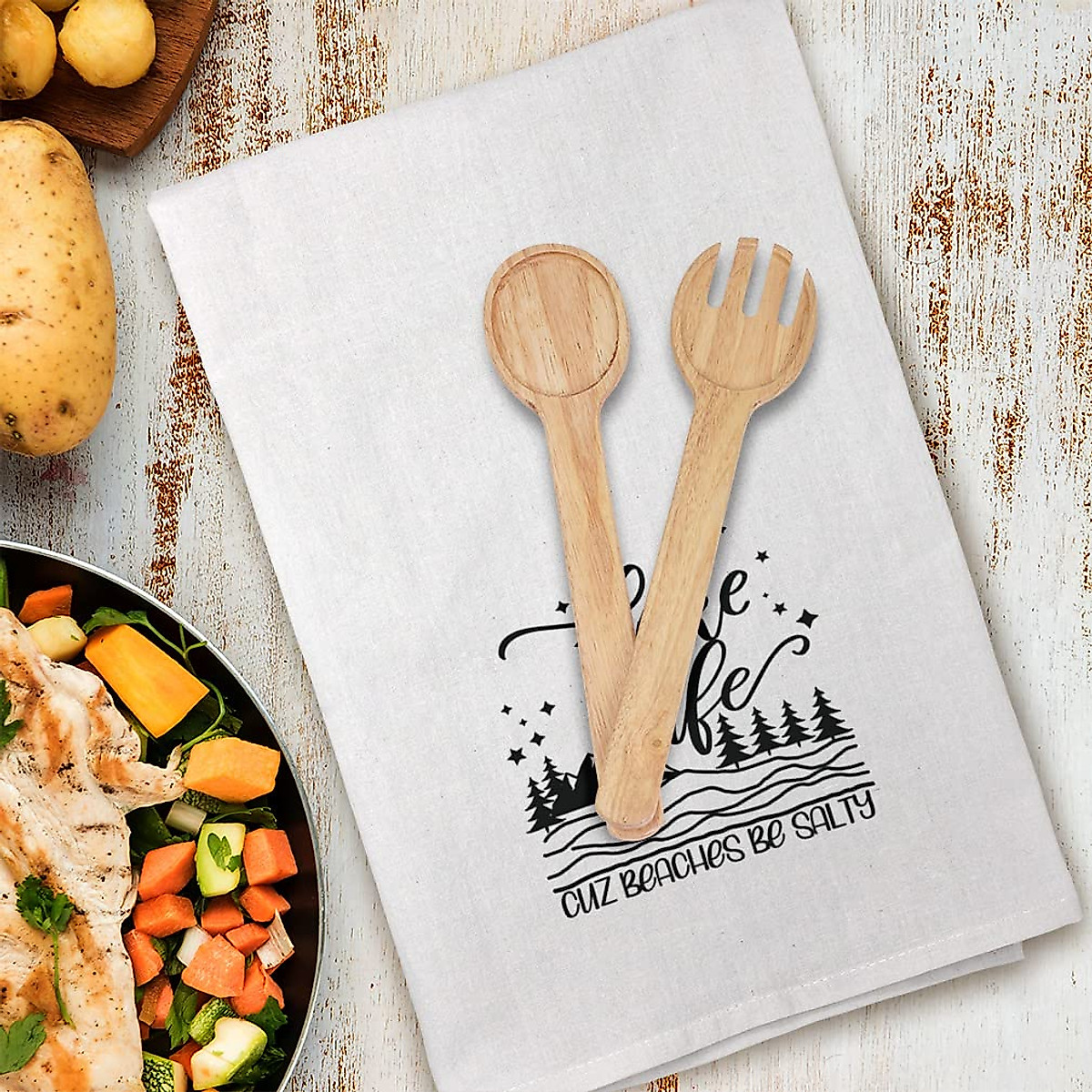 Mothers Day Decor Flour Kitchen Towels Lake Life Because Beaches Be Salty Mountains Camping Cleaning Supplies Dish Towels Design Only