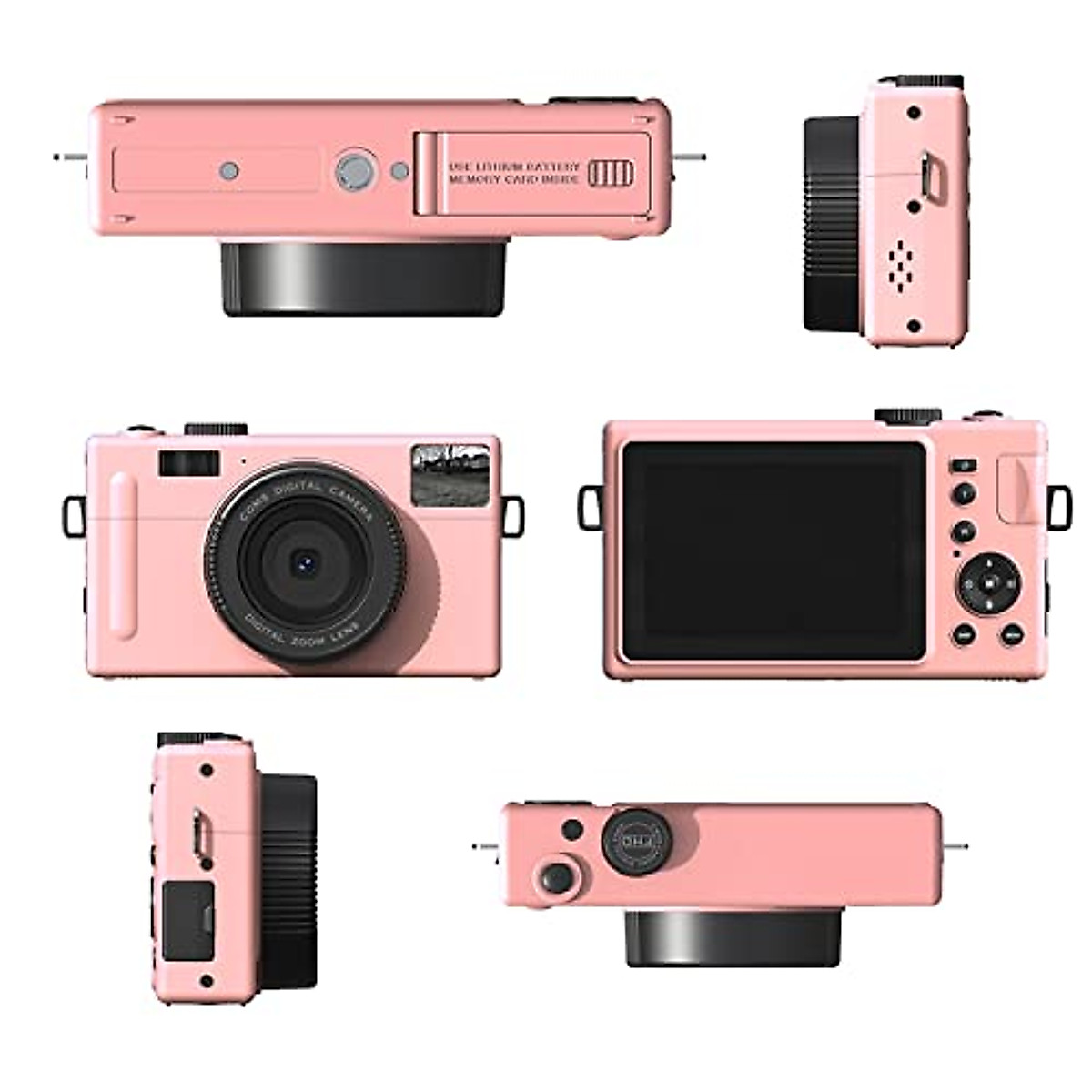 FHD 1080P 20MP Mini Digital Camera, Micro Single Camera with 3in LCD Display Monitor 16X Digital Zoom, 24MP Vlogging Camera Rechargeable Point and Shoot Camera for Kids Teens Elders(Pink)