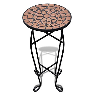 GOLINPEILO Mosaic Side Table Plant Table Terracotta