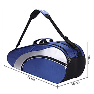 ITODA Tennis Racquet Cover Bag, 3-6 Rackets Badminton Paddle Carry Case Waterproof Dustproof Separation Shoes Pocket Storage Bag with Adjustable Shoulder Strap Outdoor Sports