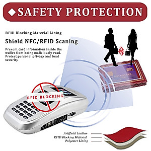 IamaCos Women Bifold Wallet Compact Artificial Leather Wallets RFID Blocking Credit Card Holder 4 Card Slots 3 ID Windows Red