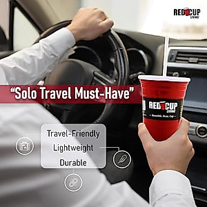 Red Cup Living 24 Oz Insulated Tumbler with Straw & Lid – Reusable Double Wall Travel Cup, Spill-Proof for Hot & Cold Drinks, Large Plastic Big Grip Easter Celebration Glass for Men & Women