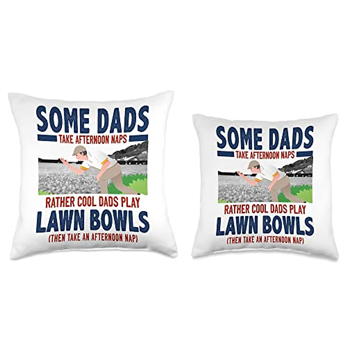 Lawn bowling & Lawn Bowls Accessory Ideas For Men Idea for Dad & Funny Mens Lawn Green Bowls Throw Pillow, 16x16, Multicolor