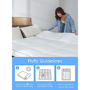 QUEEN ROSE Mattress Topper King, Extra Soft Pillow Top King Mattress Topper, Cooling Thick Plush Bed Topper Snow Down Alternative, Baffle Box White, for Back Pain Relief
