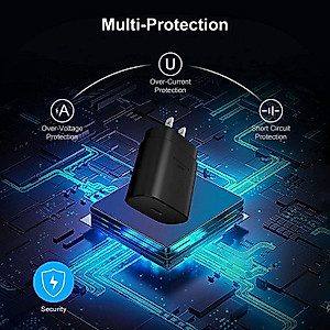 USB C Wall Charger 25W Fast Charger Block PD Power Adapter for iPhone 13/13 Mini/13 Pro/13 Pro Max/12/11, iPad Pro/Mini, Google Pixel 4/3, Samsung Galaxy S20 S10 and More (Black)