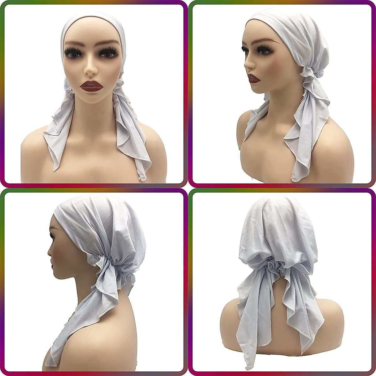 JarseHera Pre Tied Head Covers Sets Chemo Beanies for Women Slip On Lightweight Chemo Bandana Turban