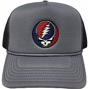 Ripple Junction Grateful Dead Steal Your Face Grey Corduroy Structured Adjustable Trucker Hat with Embroidered Patch