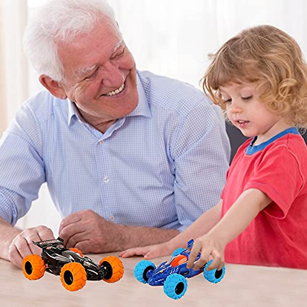 M SANMERSEN Monster Truck Car Toy, 2 Pack Turnable Head Monster Dragon Toys Friction Powered Cars Pull Back Toy Cars Set - Push and Go Toy Cars for Toddler Boys Girls Easter Gift