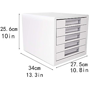 UANGLI File Cabinets Flat 5 Drawers File Data Storage Storage Box White Cupboard 27.5X34X25.6Cm Bookcase