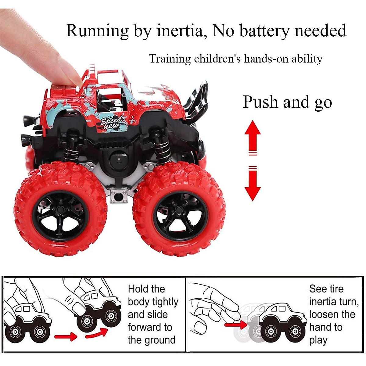 JAFATOY 2 Pack Monster Trucks Toys for Boys, Pull Back Cars Monster Toy Trucks for Toddlers Toy Cars for 1-12 Years Old Boys Girls Great Car Toy Gift for Kids