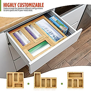 QECOMM Configurable Ziplock Bag Organizer- Baggie Organizer For Drawer Compatible With Gallon, Sandwich,Quart and Snack Variety Size Bags (4 Separate Boxes)