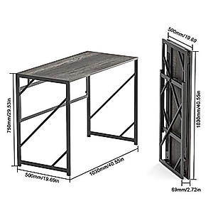 Elephance 40" Folding Computer Desk No Assembly Needed Foldable Small Home Office Desk Study Writing Desk Gaming Table for Small Space