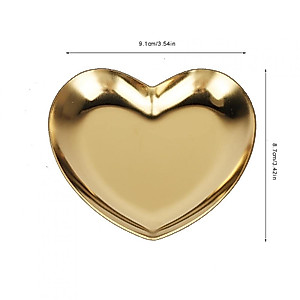 Stainless Steel Jewelry Tray, Heart Shaped Trinket Dish for Rings Earrings Necklaces Bracelet Watch Keys, Plate Tea Tray Fruit Tray Cosmetics Jewelry Organizer Box(Gold)
