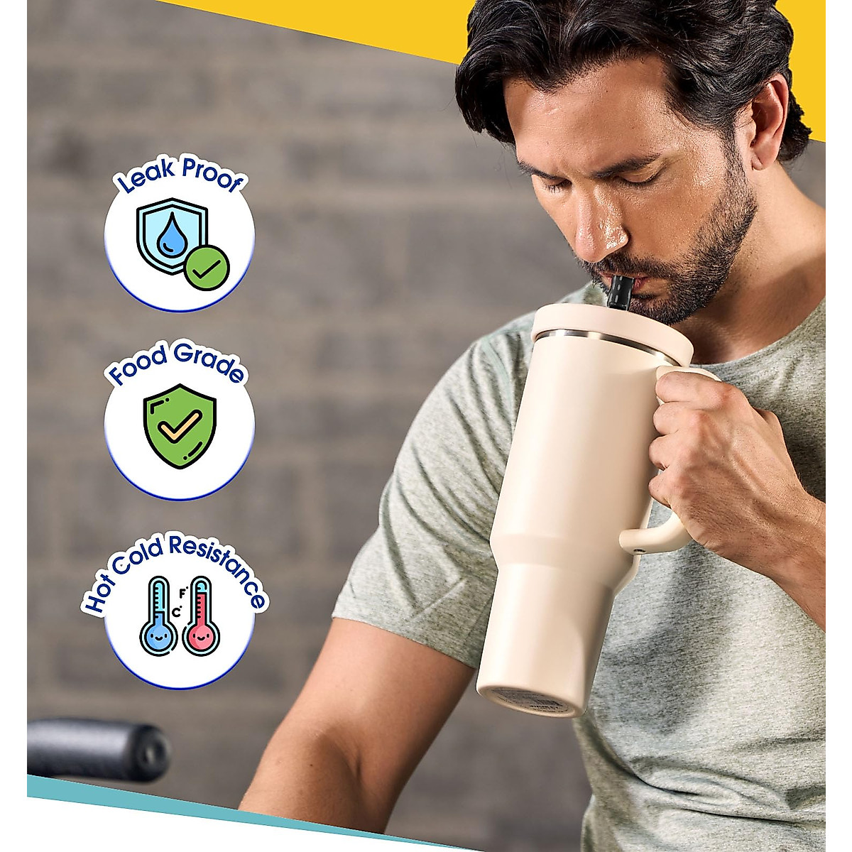 40 Oz Tumbler Flip Straw Lid for Stanley Quencher, Silicone Leak Proof Replacement Cover Reusable, Splash Resistant Cup Lids Accessories with Cleaning Brush Set