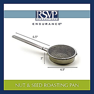 RSVP International Kitchen Roasting Collection Dishwasher Safe, Nut/Seed Toasting Pan, Stainless Steel