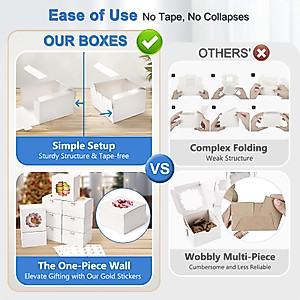 Shallive 4-Inch Small Cookie Boxes 50 Pcs White - Bakery Treat Boxes with Window for Gifting, To-go Containers for Cake Slice, Macarons, Donuts 4x4x2.5