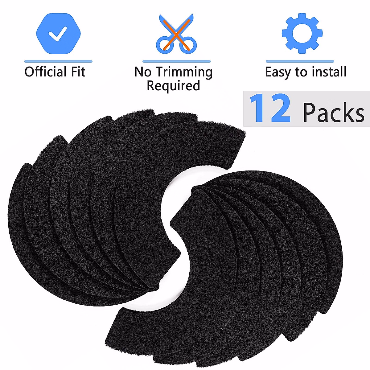 Activated Carbon Filters Compatible with LR 4 Cat Litter Box, Perfect Replacement Official Size (12Pack)