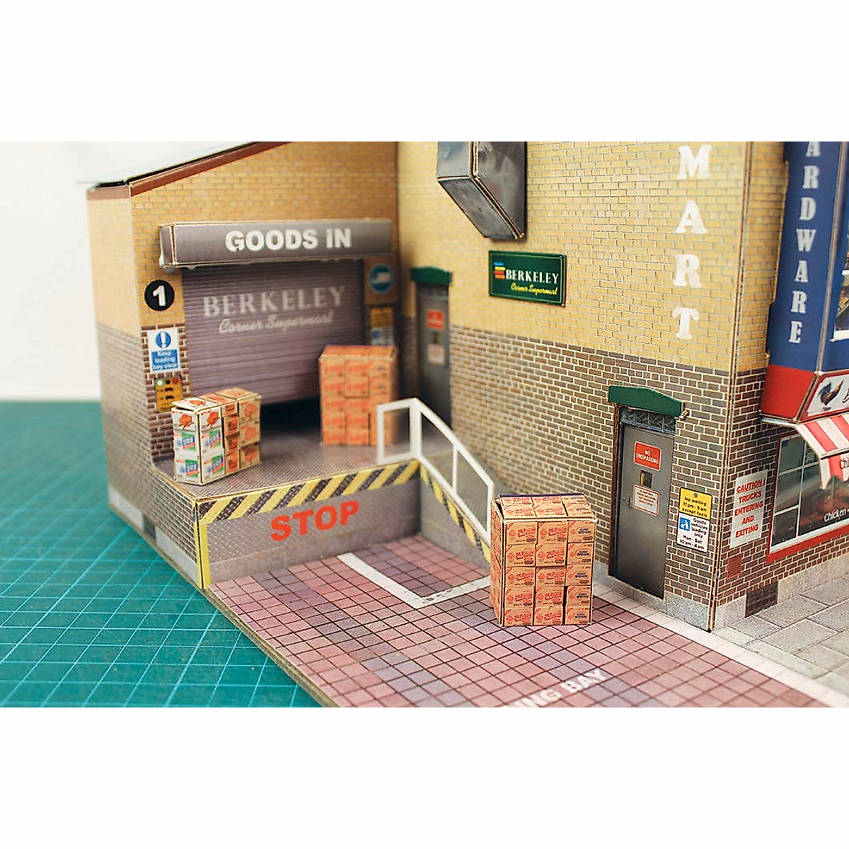 The CityBuilder Corner SUPERMART Cardboard Model Making Kit - O Scale Model Railroad Building