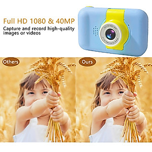 Kids Camera for Selfie with Flip Len for Boys Girls, Christmas Festival Birthday Gifts for Boys 3-12 Year Old, HD Digital Video Toddler Cameras Portable Educational Toy with 32GB SD Card(Blue)