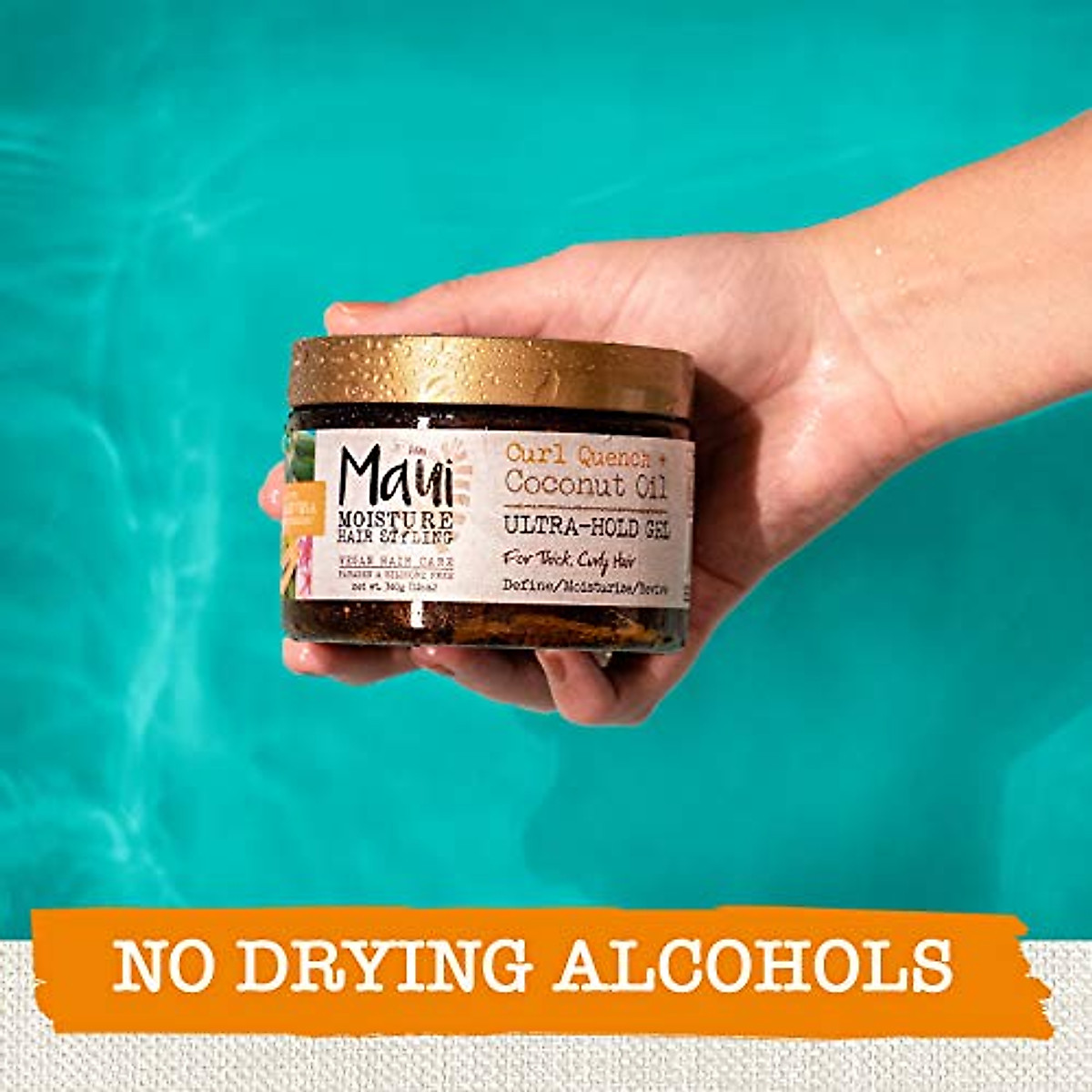 Maui Moisture Curl Quench + Coconut Oil Ultra-Hold Gel, for Curly Hair Styling, Vegan, No Drying Alcohols, Paraben Free, Silicone Free, 12 Ounce