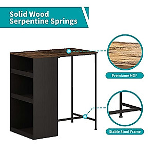 BALUS 3-Piece Dining Table Set for 2 with 3 Storage Shelves, Counter Height Dining Table Set with 2 Barstools for Kitchen, 35.4 Inch Bar Table and Chairs Set, Sturdy Metal Frame, Thicken Wood Top