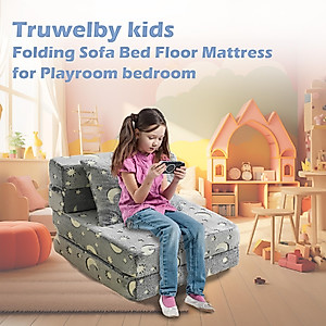 Truwelby 2-Piece Kids Sofa Couch, Modular Toddler Couch Glow in The Dark Sofa for Playroom Bedroom, Play Couch for Girls Boys, Kids Convertible Sofa Sectional Foam Playset Couch Set