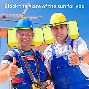 Hard Hat Sun Shade High Visibility Reflective Hard Hat Visor Full Brim Mesh Neck Sunshade Fits Both Cap Hardhats for Outdoor Activities, Neon Yellow (10 Pcs)