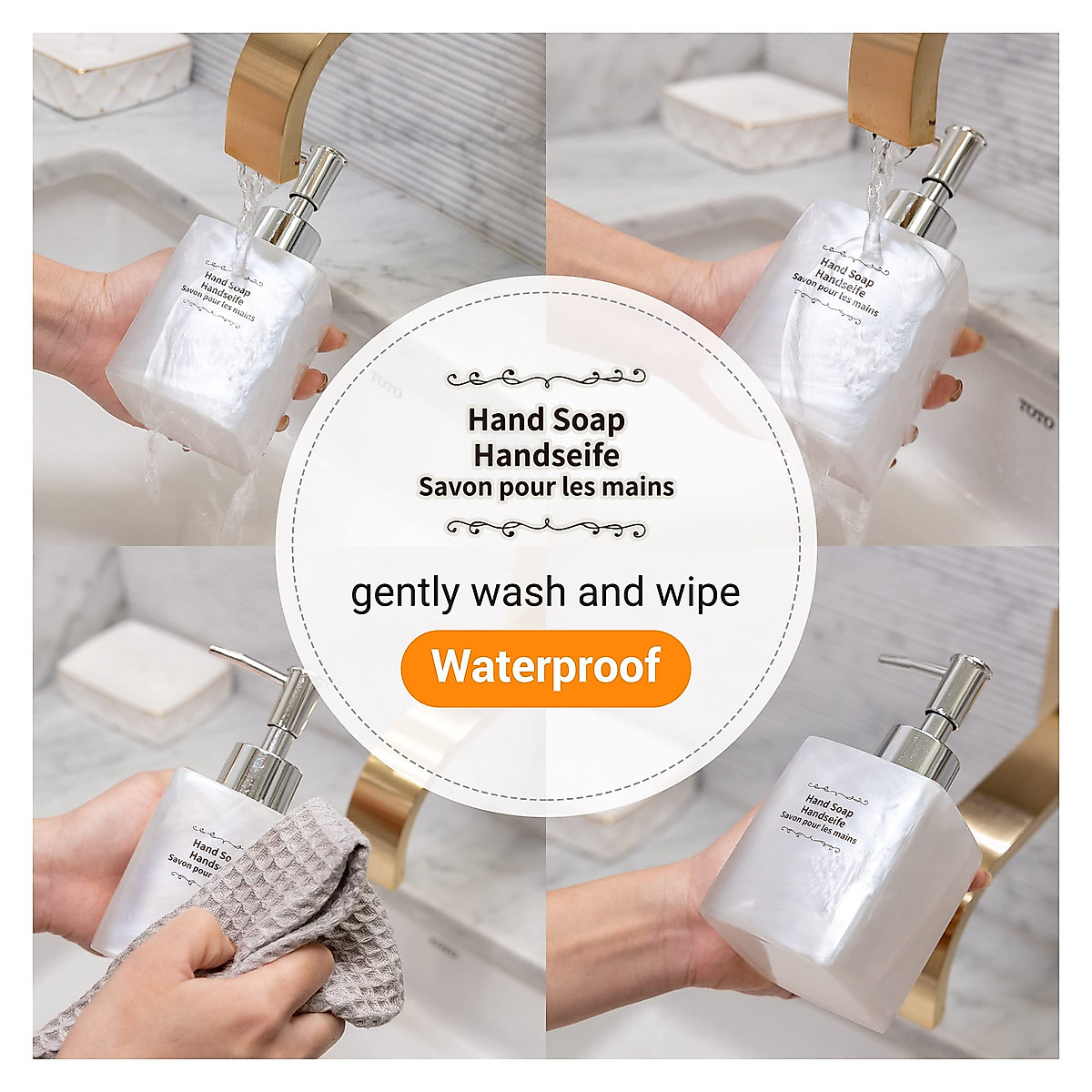 108 PCS Bathroom Labels Clear Preprinted Waterproof Travel Bottles Label Stickers for Organization and Storage Bathroom Dispenser Jars Bins Plastic Travel Bottles Containers