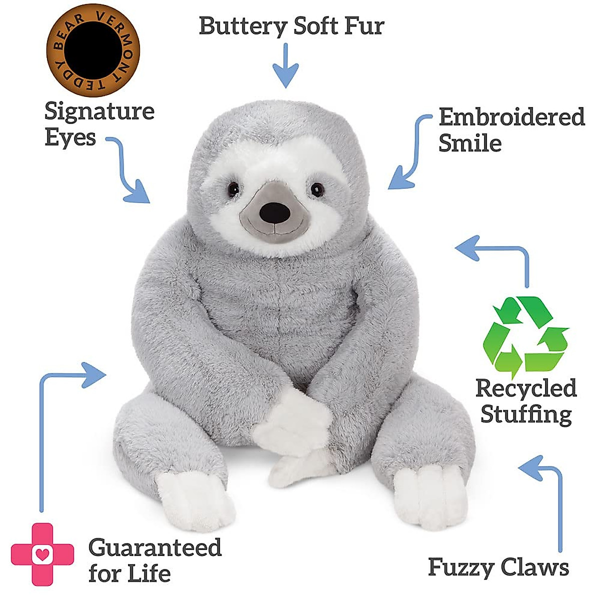 Vermont Teddy Bear Giant Sloth Stuffed Animal - Huge Stuffed Animals, 3.5 Foot, 42"