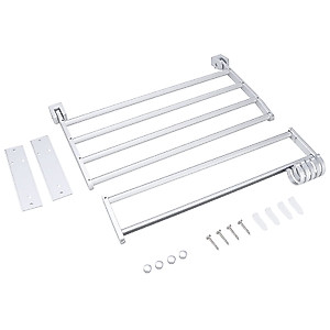 Double Layer Towel Rack, Bathroom Space Saving Towel Shelf, Wall Moted Towel Holder with Towel Hooks