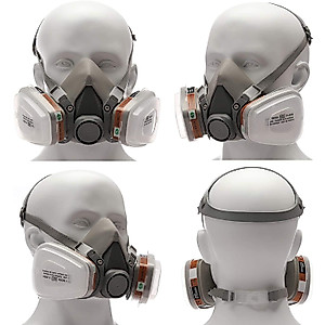 NC Reusable Face Cover Set for Painting Against Dust/Organic Vapors/Smells/Fumes/Sawdust/Asbestos Suitable for Painting,Staining,Car Spraying,Sanding &Cutting