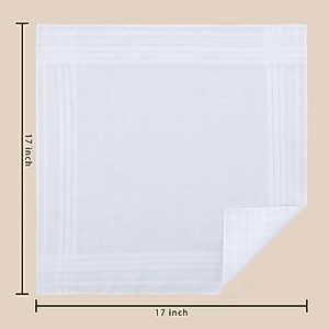 GB Men's Handkerchiefs 100% Cotton Solid White with Stripe Large Classic Hankies Bulk Set 12 Pack