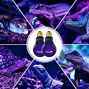 REPTIZOO 2PCS Reptile Heat Lamp, 150W Night Heat Lamp Moonlight Bulb Purple Infrared Heating Lamp Simulate Natural Moonlight Night Heat Bulb for Reptile Amphibian