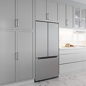 KoolMore KM-RERFDSS-18C 30-Inch and 18.5 cu. ft. Counter Depth French Refrigerator with Three Doors and Deep Freezer in Stainless-Steel, Silver