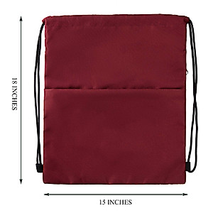 Vorspack Drawstring Backpack Water Resistant String Bag Sports Sackpack Gym Sack with Side Pocket for Men Women - Maroon
