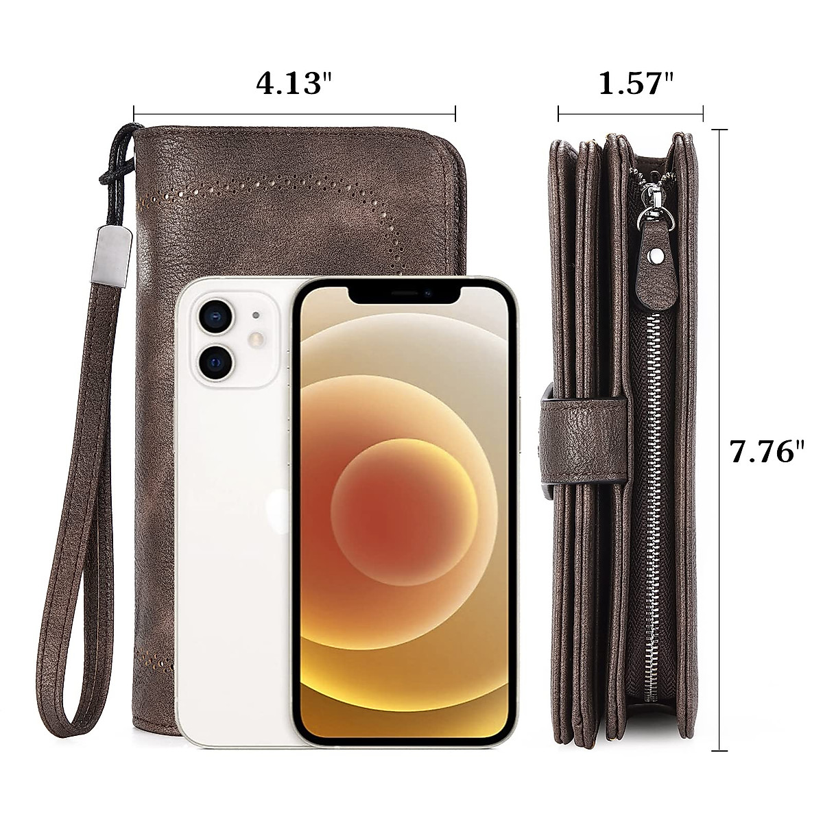 BOSTANTEN Womens Wallet Leather Large Capacity Wristlet Clutch Purse Credit Card Holder Coffee