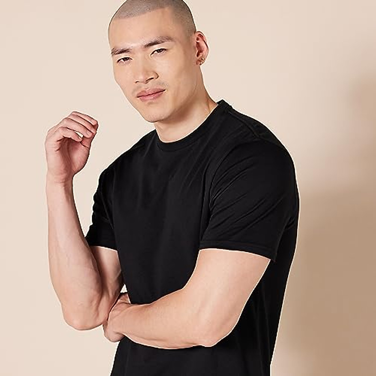 Amazon Essentials Men's Slim-Fit Short-Sleeve Crewneck T-Shirt, Pack of 2, Black, Small