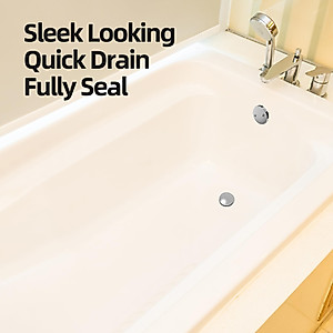 Sogmeter Chrome Plated Tub Drain Kit with Hair Catcher, Premium Brass Mushroom Tip-Toe Bathroom Tub Drain Replacement and 2-Hole Overflow Faceplate, 11.5/16 UNC Bathtub Drain Stopper Assembly