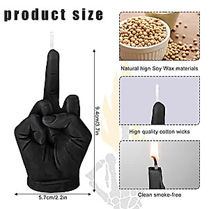 2 Pieces Middle Finger Aesthetic Candles Soy Wax Hand Shaped Candle Funky Room Decor Aesthetic Danish Room Decor Cool Trendy Modern Hippie Room Decor (Black)