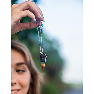 ZATNY Travel Chakra Crystals and Healing Stones Collection - 7 Chakra Set Tumbled Stones, Chakra Pendulum, Interchangeable Cage Necklace, Reference Card, Portable Case, Ebook