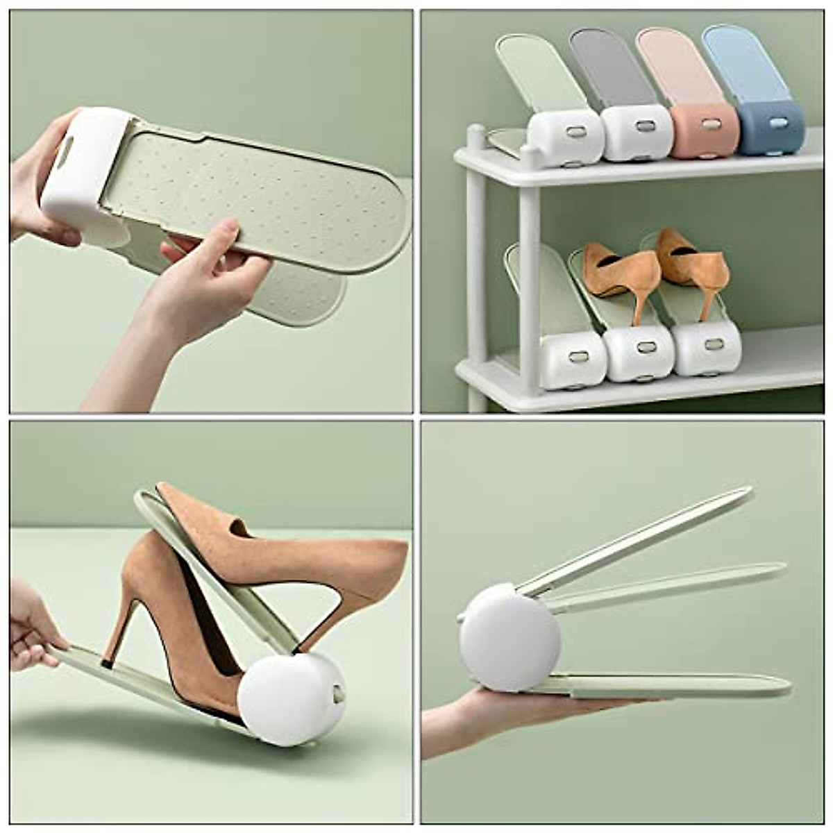 LIFKOME Sandals Organization Clo Stands White Shoes Rack Home Slots Organizer Double Bedroom Layer Low Chic Practical Adjustable Deck Two- Stackable Non-Skid High Space Heels