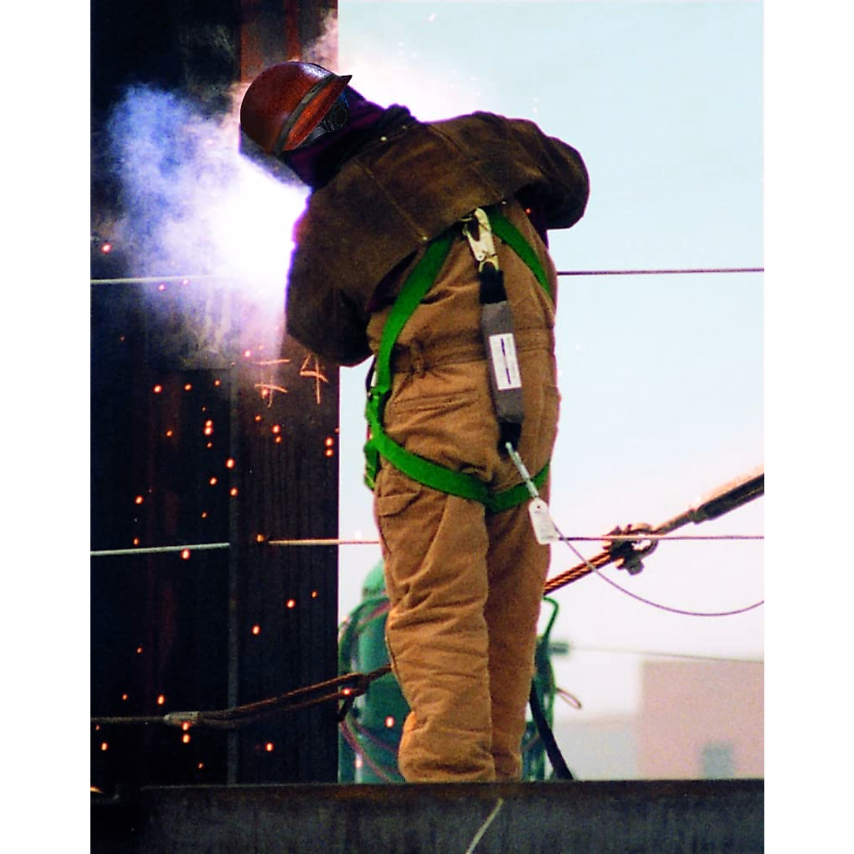 MSA 482002 Skullgard Cap Style Safety Hard Hat with Fas-Trac III Ratchet Suspension, Welders Lugs Attached | Non-slotted Hat, Phenolic Resin, Radiant Heat Loads up to 350F - Standard Size in Tan