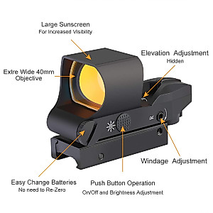 Feyachi RS-30 Reflex Sight, Multiple Reticle System Red Dot Sight with Picatinny Rail Mount, Absolute Co-Witness