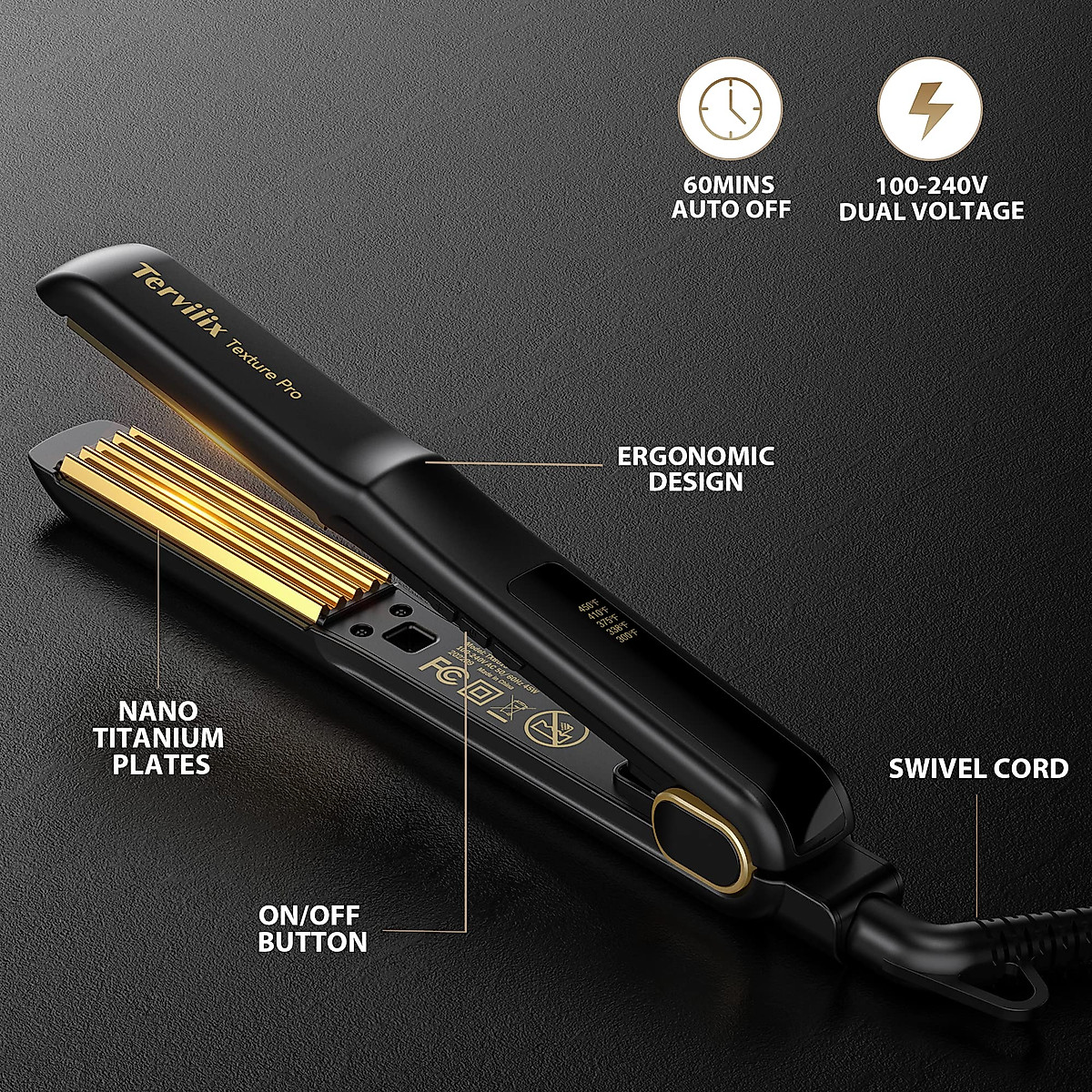 Terviiix Hair Crimper, Crimper Hair Iron for Root, Professional 24K Titanium Crimping Iron for Texture, Volumizing Hair Iron for Thin Fine Hair, Ergonomic Handle Design, Dual Voltage, Auto Off, 1 Inch