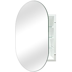 HESONTH Bathroom Medicine Cabinet with 20"x30" Frameless Mirror, Oval Frameless Mirror Cabinet,Wall Mounted Cabinet for Bathroom Toilet Kitchen,Recess or Surface Mount Installation