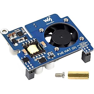 Power Over Ethernet HAT (D) for Raspberry Pi 4B/3B+, PoE HAT Board with Cooling Fan, Support IEEE 802.3af-Compliant, 5V 2.5A PoE Power Output,Compatible with Official Raspberry Pi 4B/3B+ Case