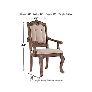 Signature Design by Ashley Charmond Antique Dining Room Chair, 2 Count, Brown